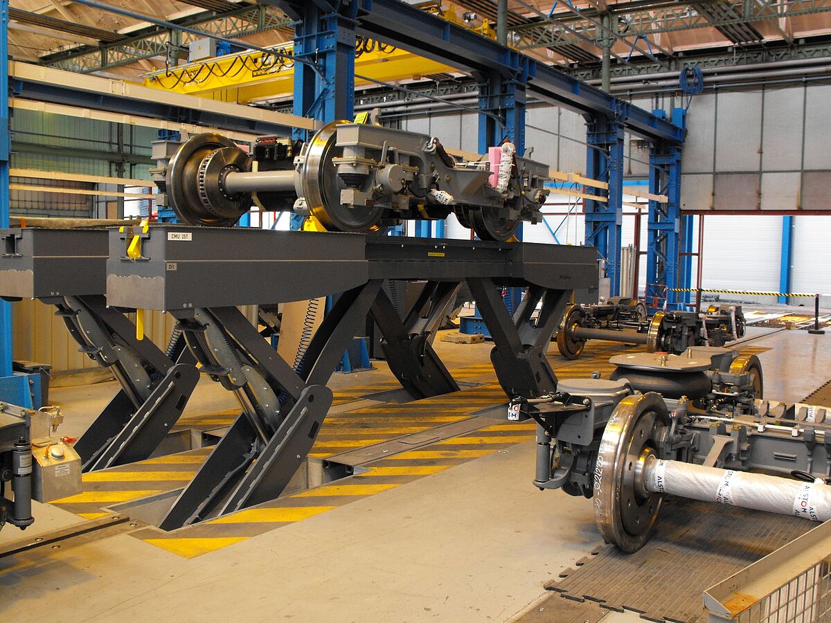 Semi-scissor platform lift for bogies | Walter Finkbeiner GmbH